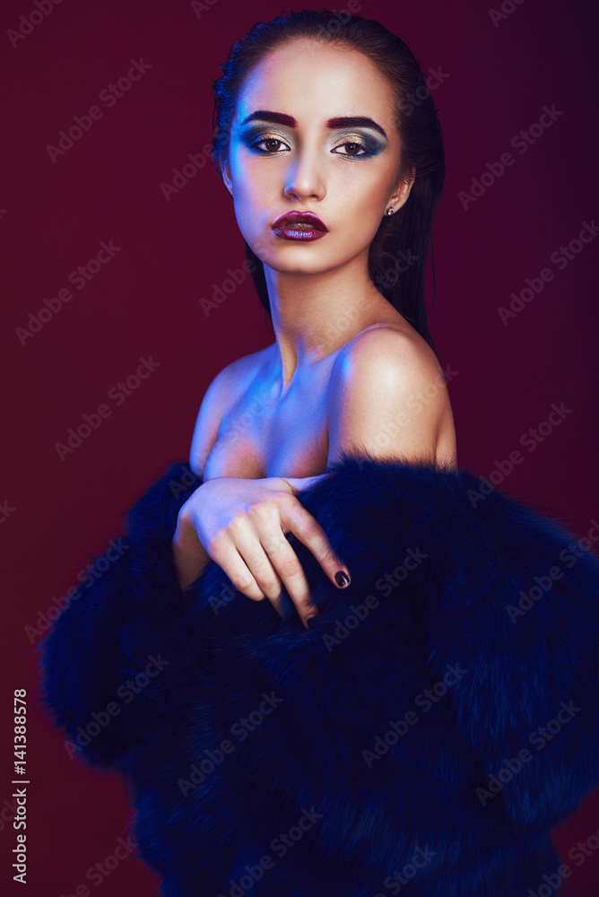 Beauty portrait model bright makeup clean skin Stock Photo | Adobe Stock