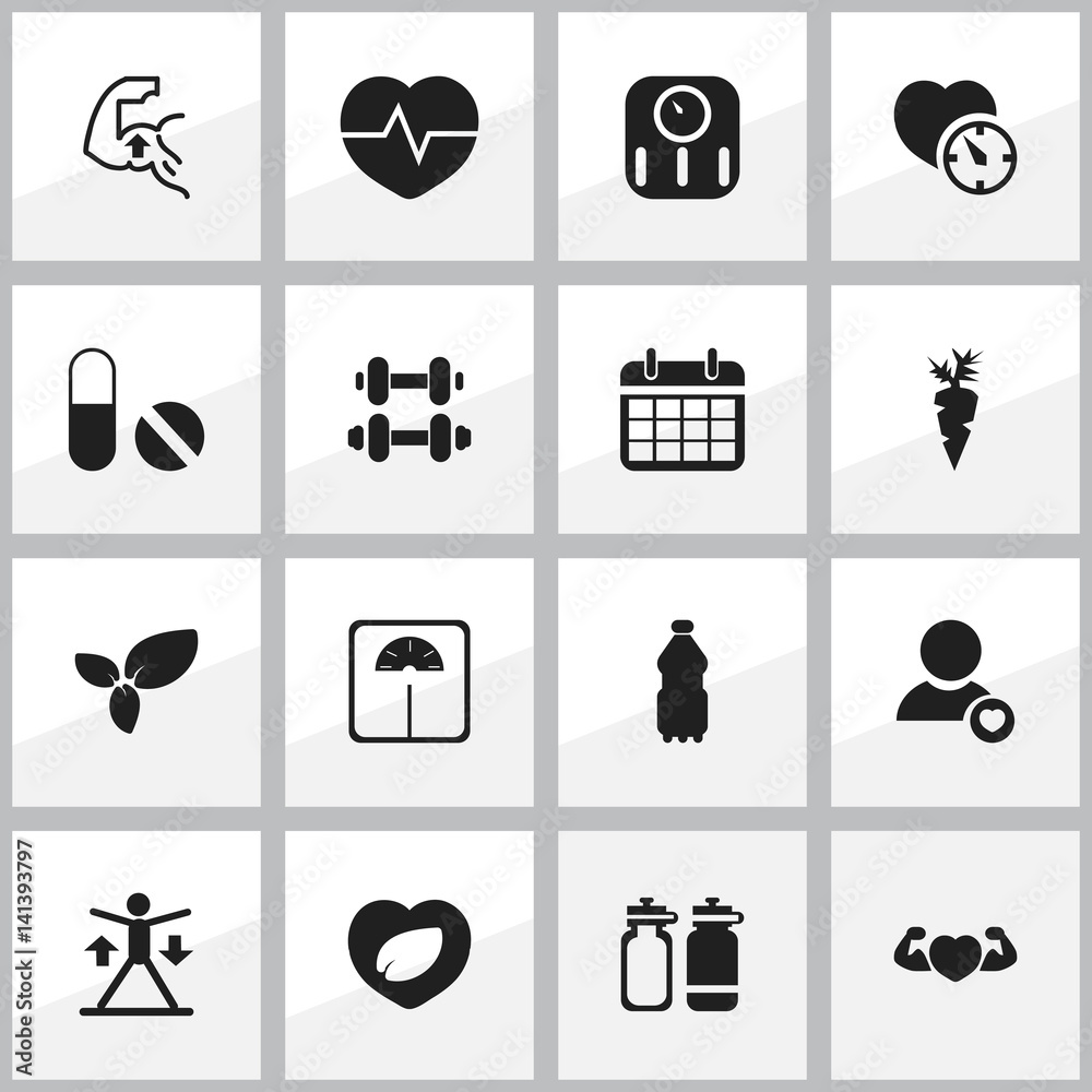 Set Of 16 Editable Training Icons. Includes Symbols Such As Muscle ...