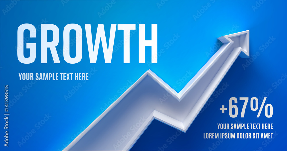 Business presentation layout with 3d arrow growth on a green background ...