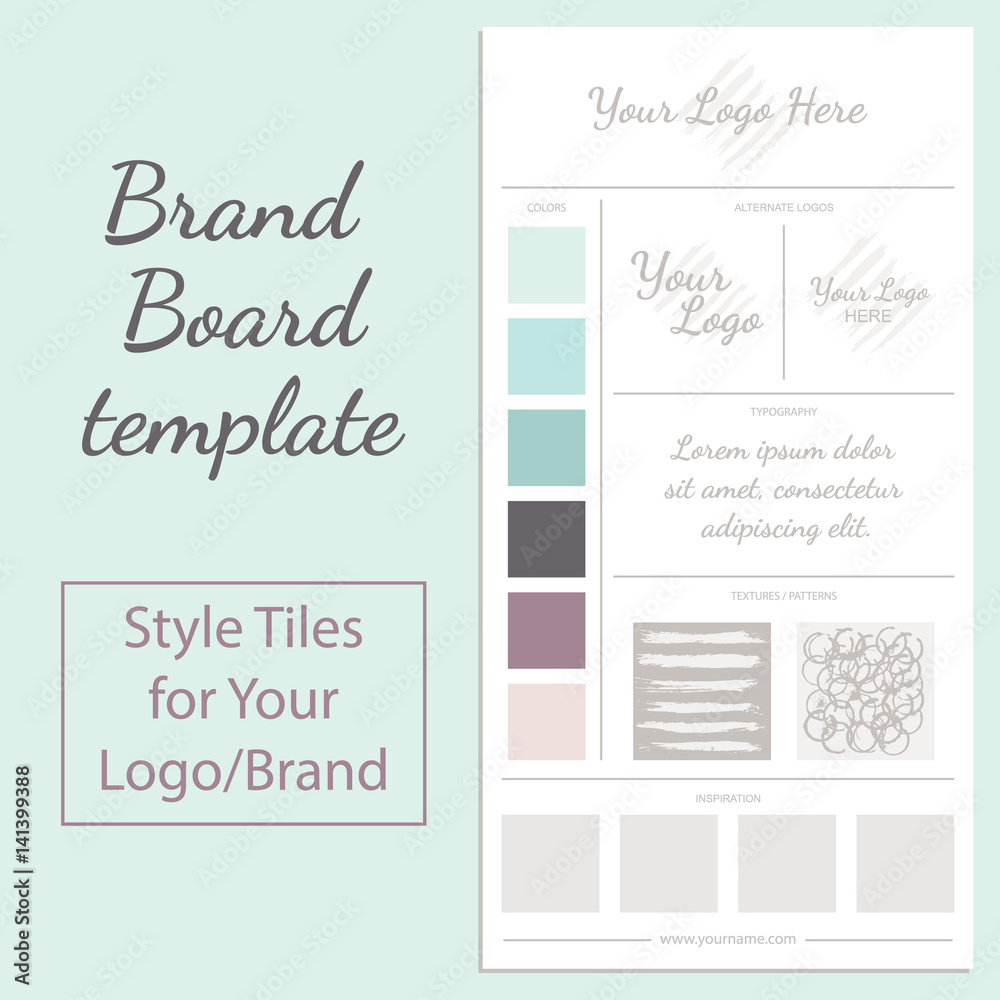 Vector moodboard template with color palette isolated on white ...