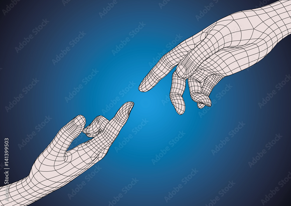 Two human hands pointing each other with index finger Stock Vector ...