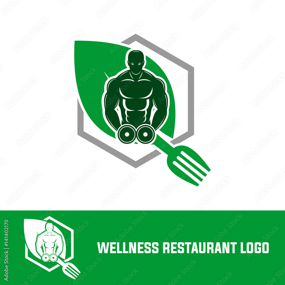 WELLNESS RESTAURANT LOGO Stock Vector | Adobe Stock