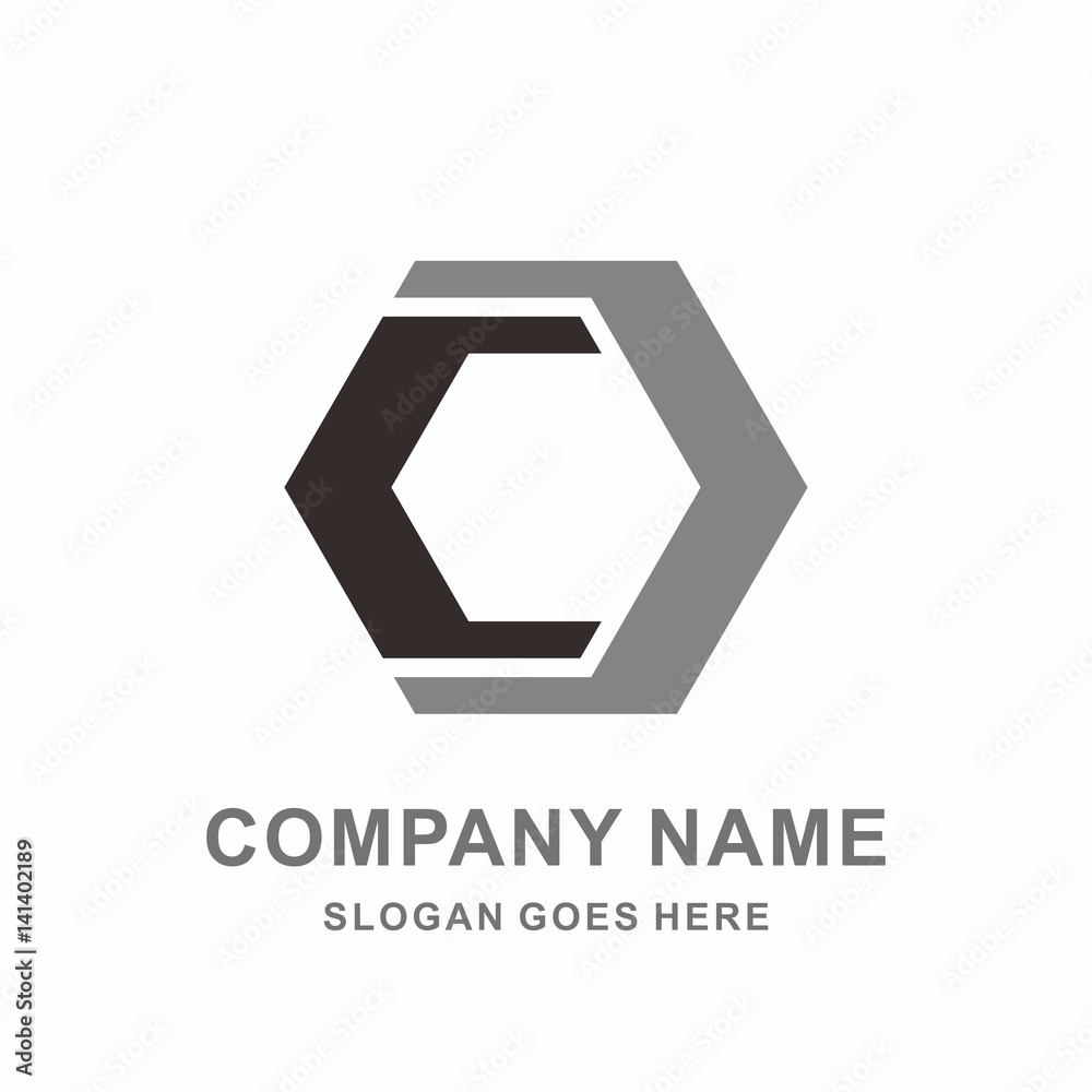 3D Monogram Letter C Geometric Hexagon Cube Interior Architecture Space ...