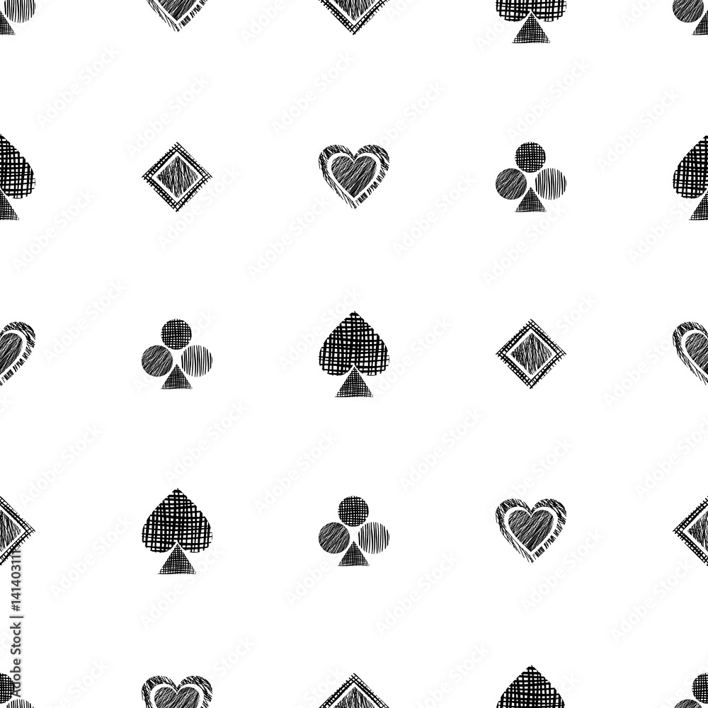 Seamless vector geometrical pattern with icons of playing cards ...