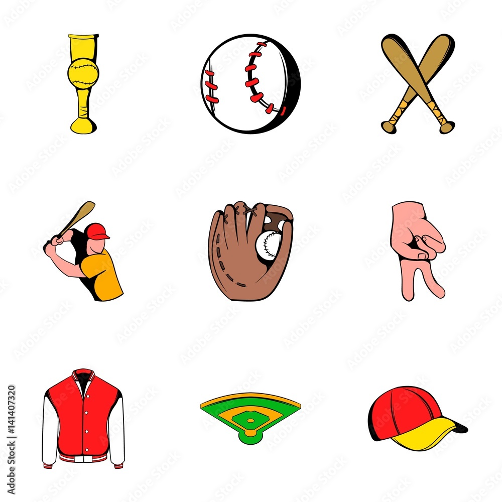 Baseball uniform icons set, cartoon style Stock Vector | Adobe Stock