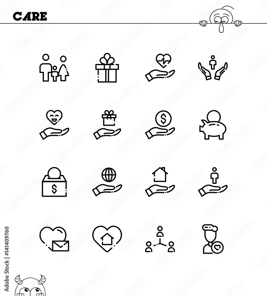 Care flat icon set. Stock Vector | Adobe Stock
