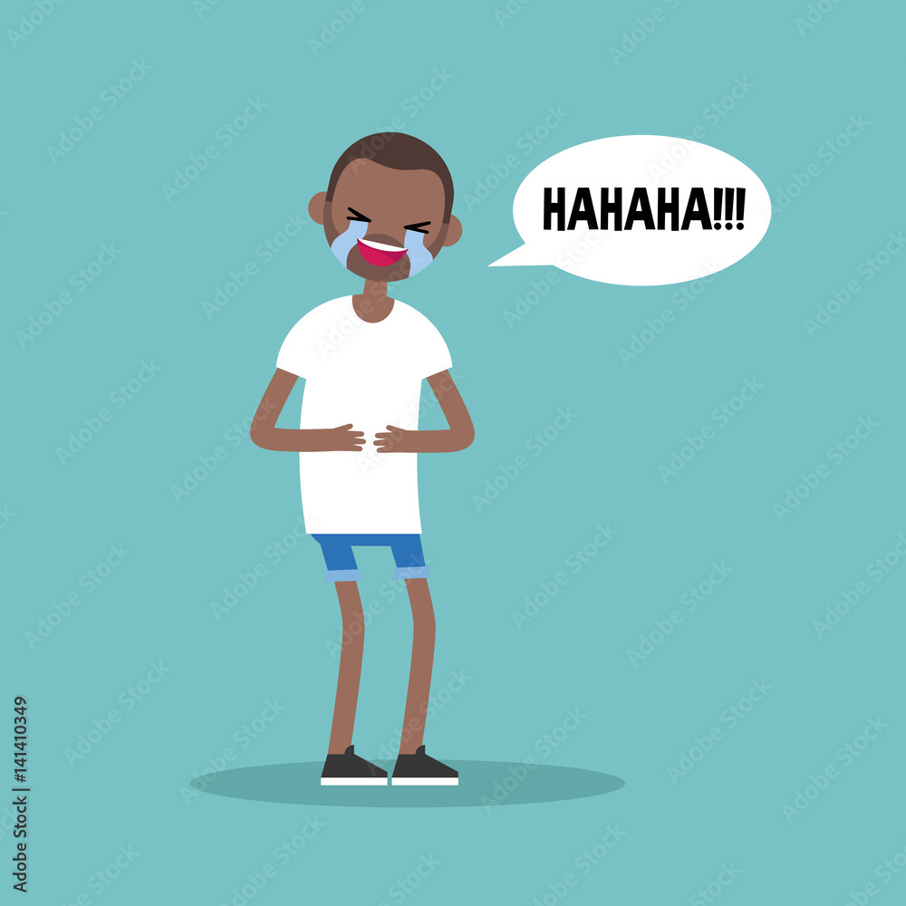 laughing out loud black man / flat vector editable illustration Stock ...