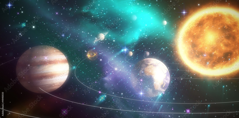 Composite image of solar system against white background 3d Stock ...