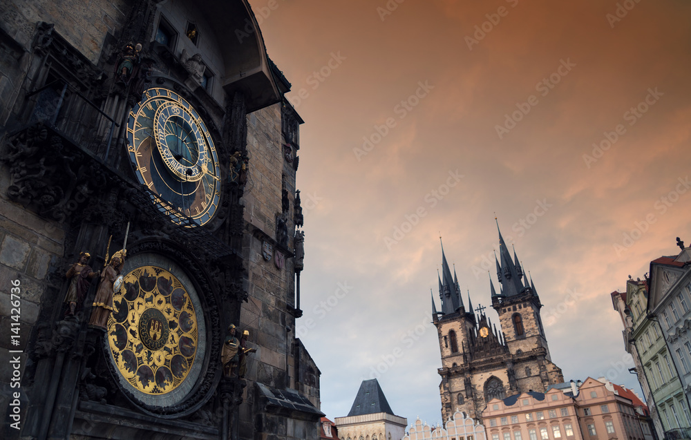Prague old town square and Astronomical Clock Tower, Prague, Czech ...