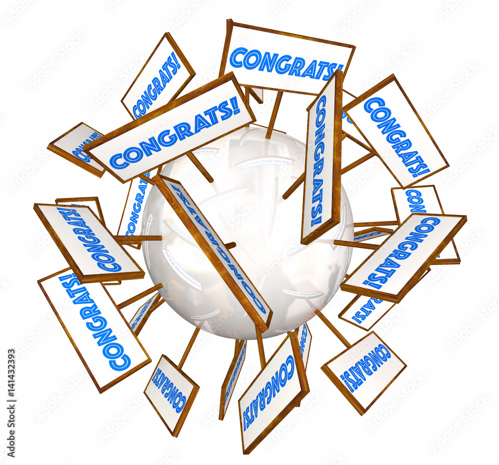 Congrats Signs Good Great Job Congratulations 3d Illustration Stock ...