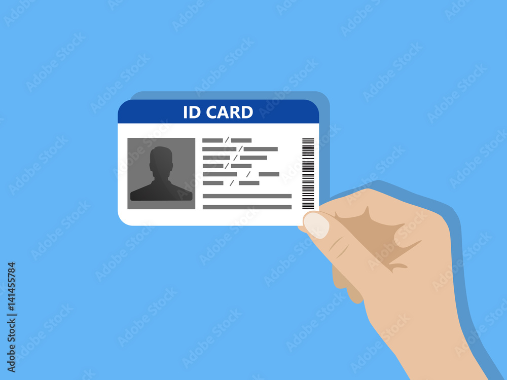 Illustration of hand holding the id card Stock Vector | Adobe Stock