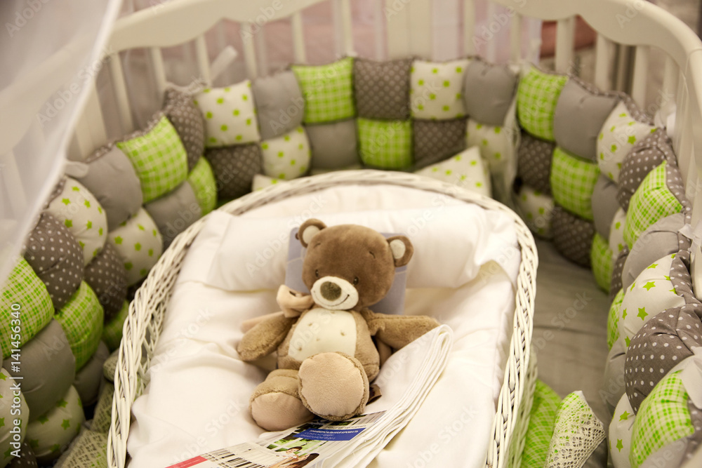 Cute baby cots with pictures of bears Stock Photo | Adobe Stock
