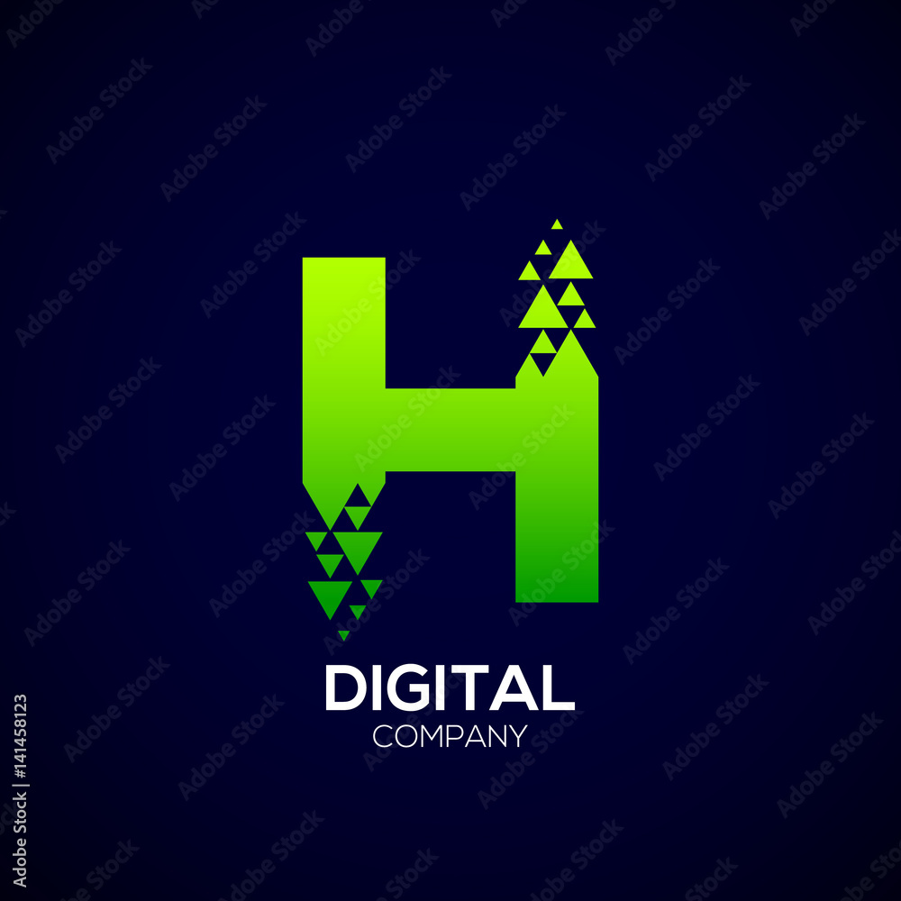Letter H Pixel logo, Triangle, Arrow and forward logo, Green color ...