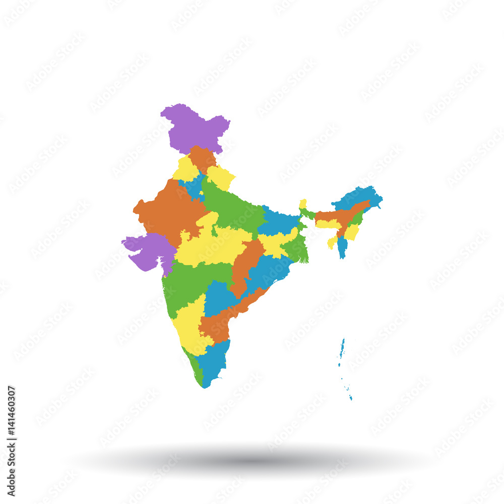 India map icon. Flat vector illustration. India sign symbol with shadow ...