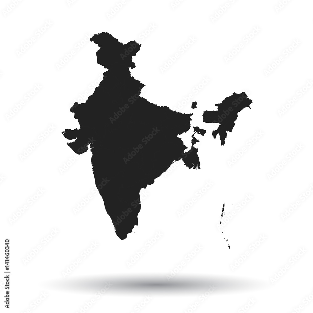 India map icon. Flat vector illustration. India sign symbol with shadow ...