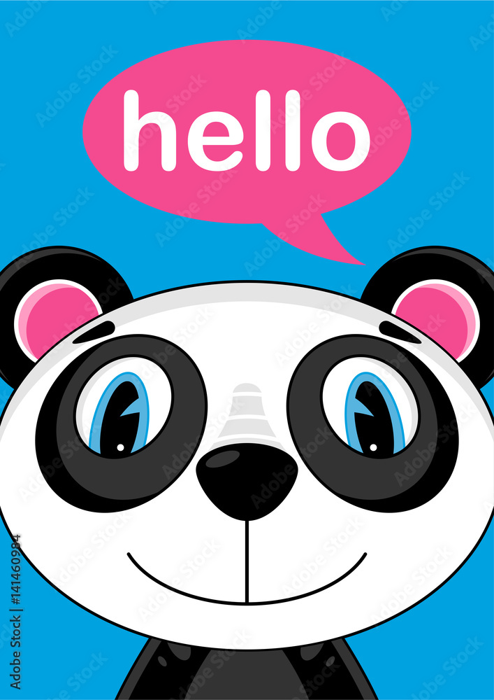 Cute Cartoon Hello Panda Bear Stock Vector | Adobe Stock