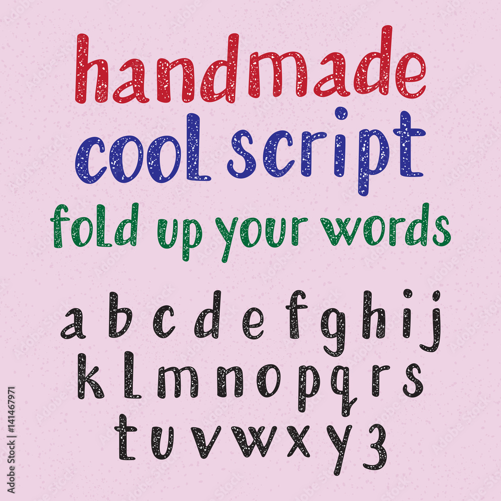 Handwritten style cool typeface. Isolated english alphabet of grainy ...