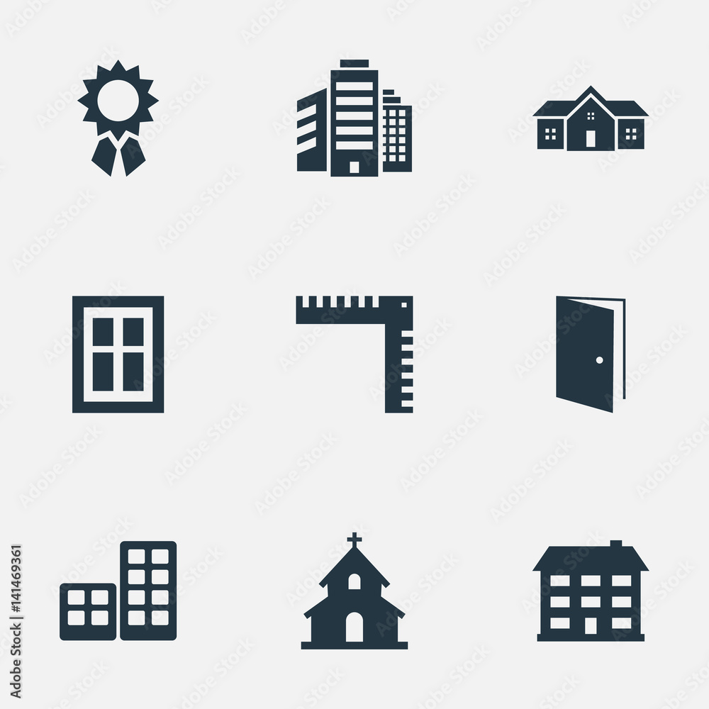 Vector Illustration Set Of Simple Architecture Icons. Elements Reward ...
