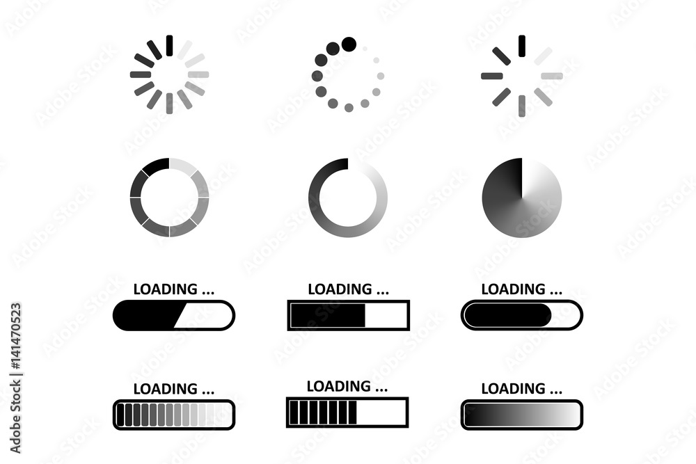 Set Loading icons. White background Stock Vector | Adobe Stock