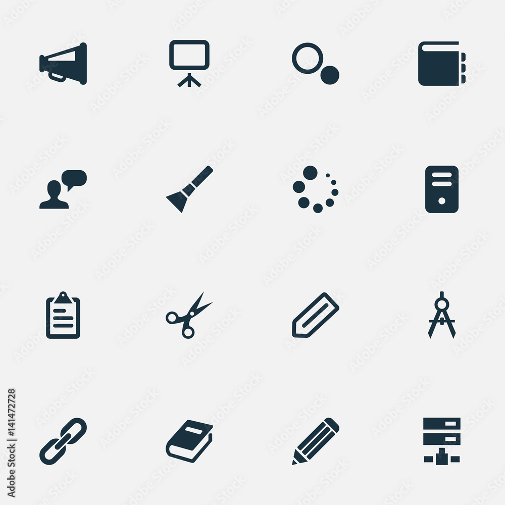 Vector Illustration Set Of Simple Design Icons. Elements Bullhorn, Pen ...