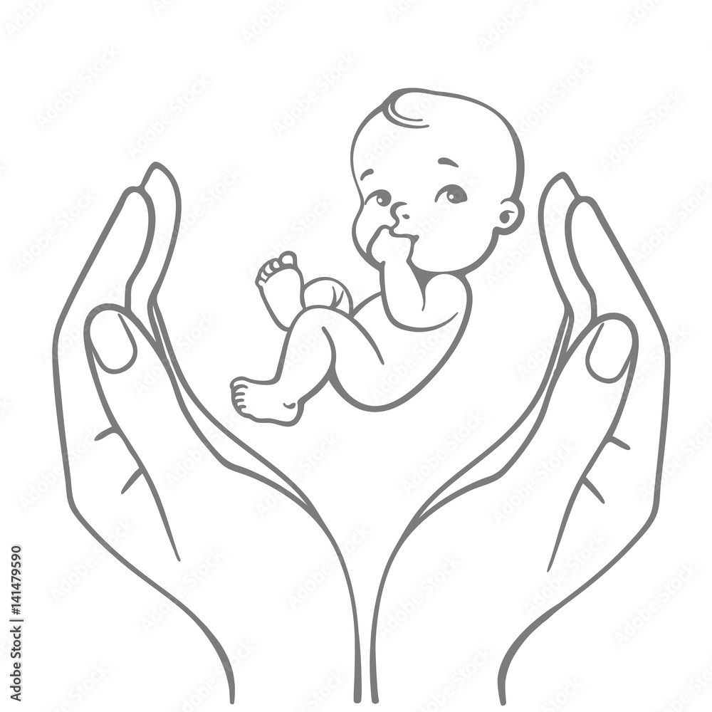 Baby care logo. Symbol of giving birth, pregnancy, adoption, in vitro ...