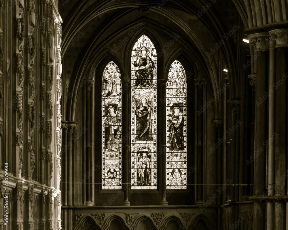 Stained Glass in Worcester Cathedral - The Canticles Window Stock Photo ...