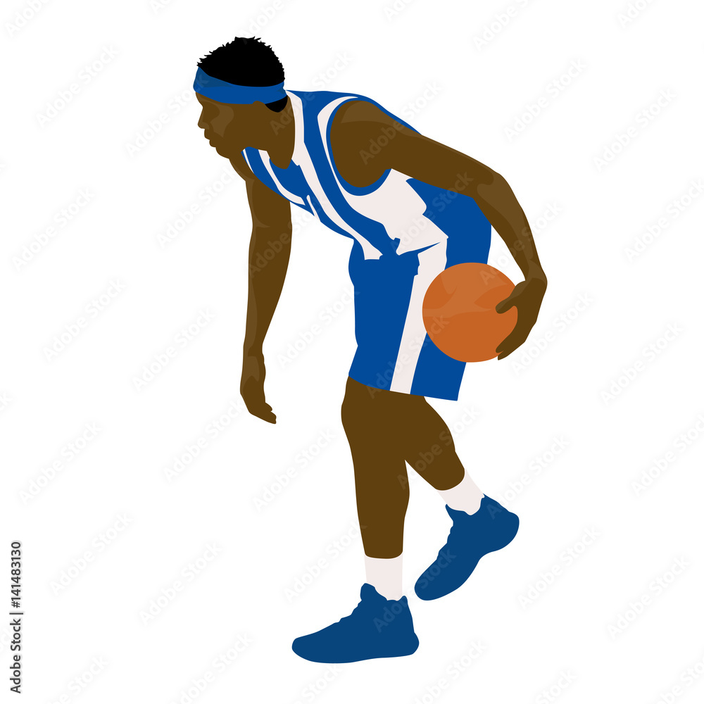Basketball player in blue jersey, vector illustration Stock Vector ...