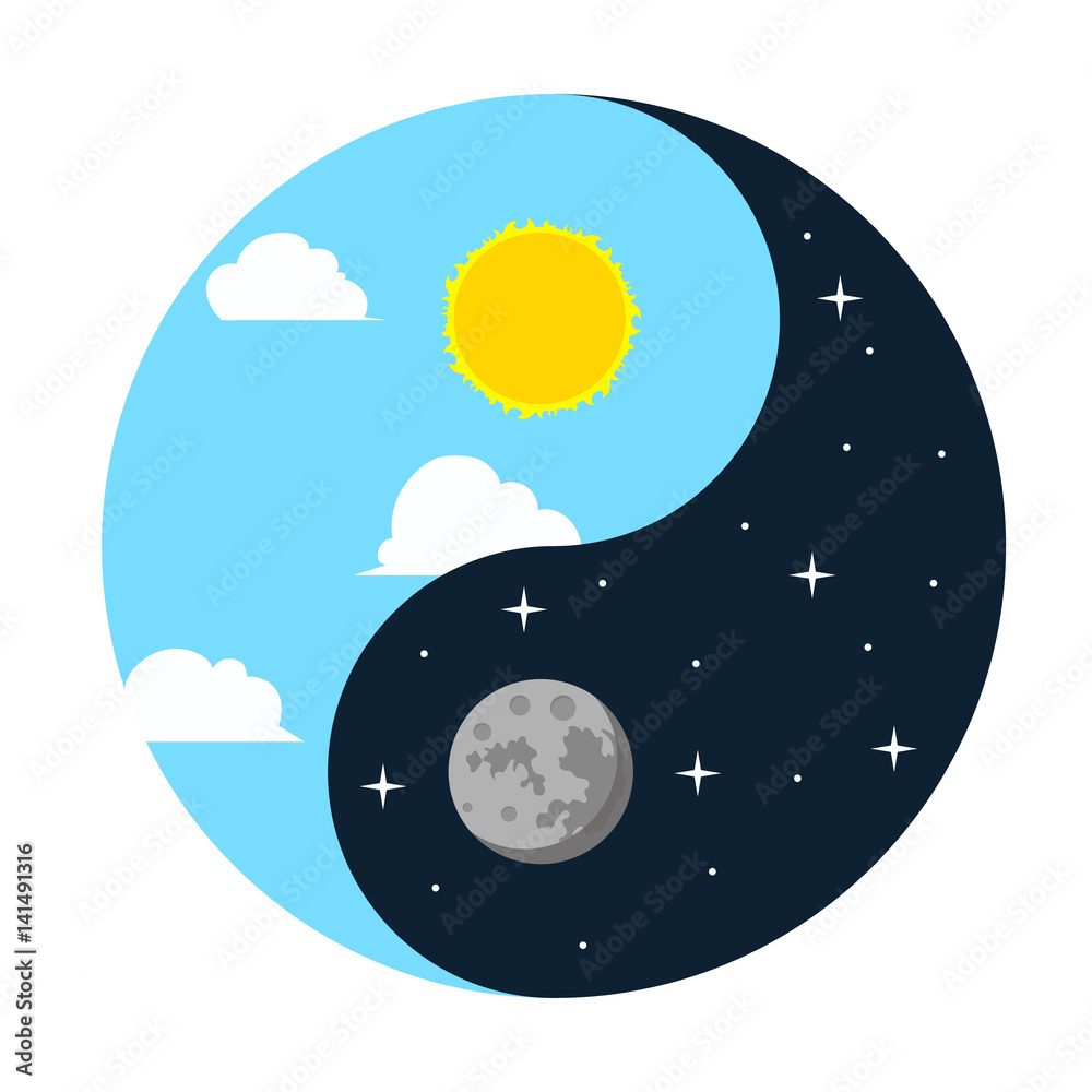 Vector illustration of day and night cycle. Stock Vector | Adobe Stock