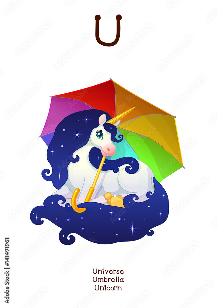 English Alphabet series of Amusing Animals letter U Stock Vector ...