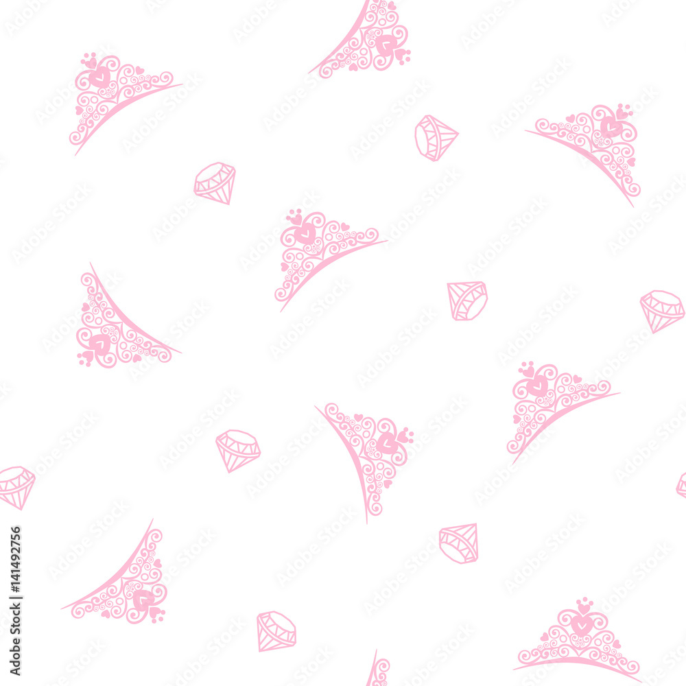 Little princess background. with Princess Pink crowns. Seamless ...