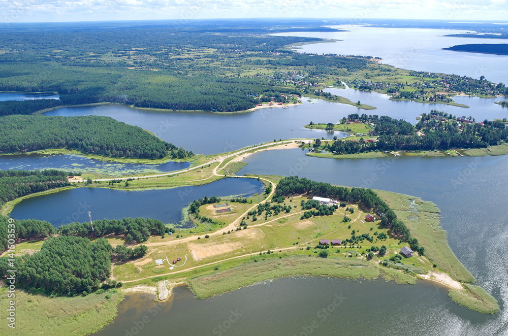 The view from the height of the Seliger lake and the Islands, Tver ...