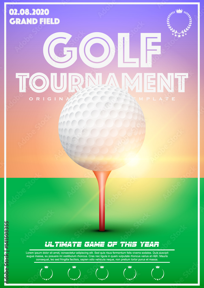 Poster Template with Golf Tournament. Cup and Trophy Advertising. Sport ...