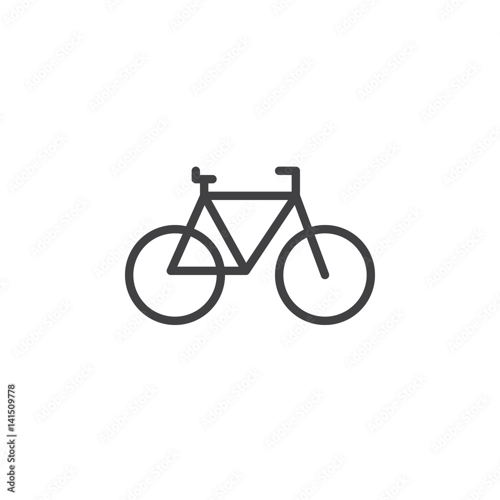Bicycle, cycling line icon, outline vector sign, linear style pictogram ...
