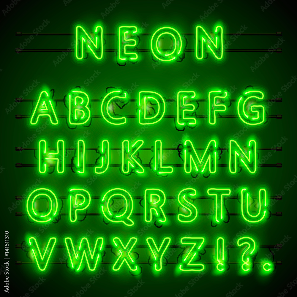 Neon font city. Neon green font eps. Lamp green font. Alphabet font ...
