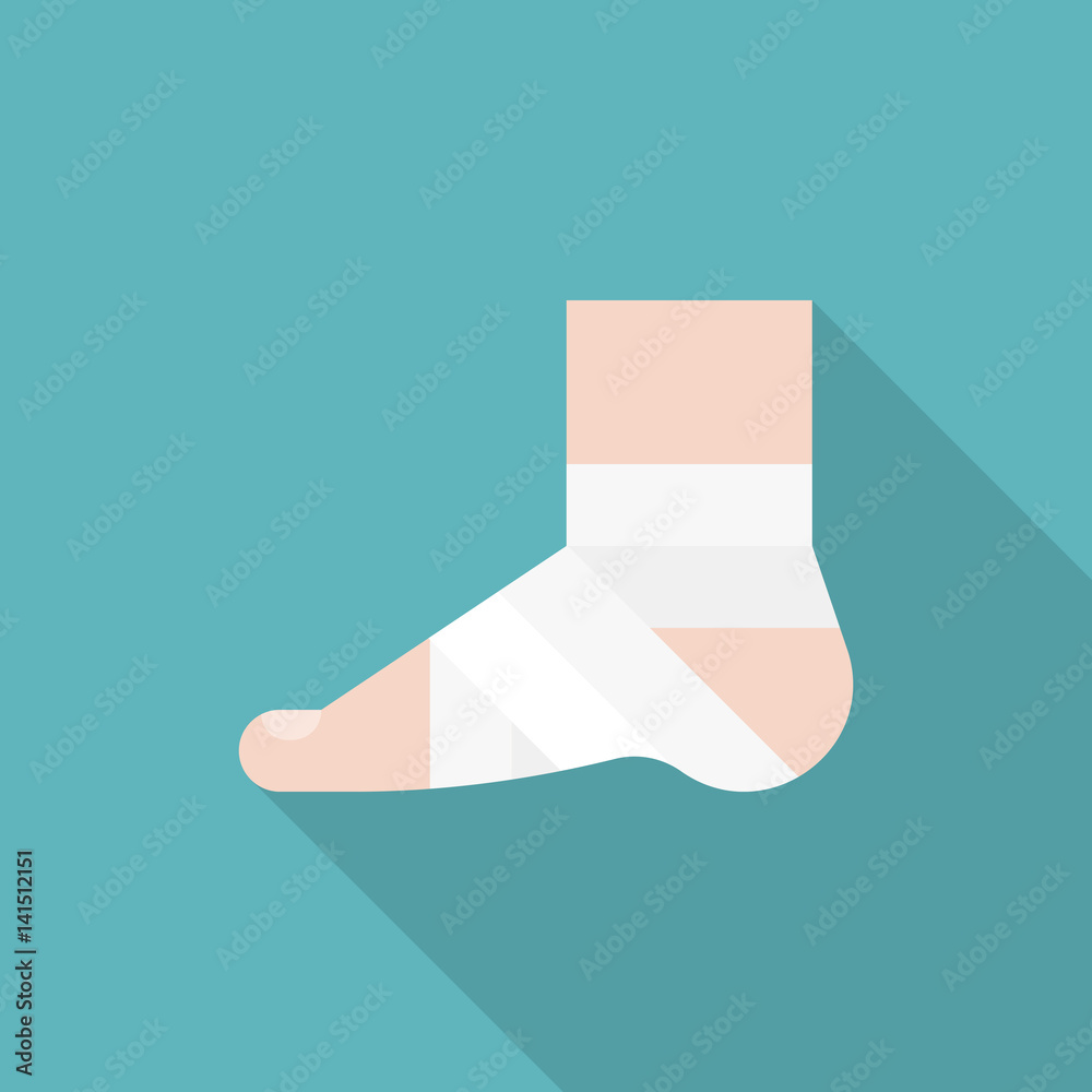 Injury Ankle and foot wrap in white elastic bandage icon, concept of ...