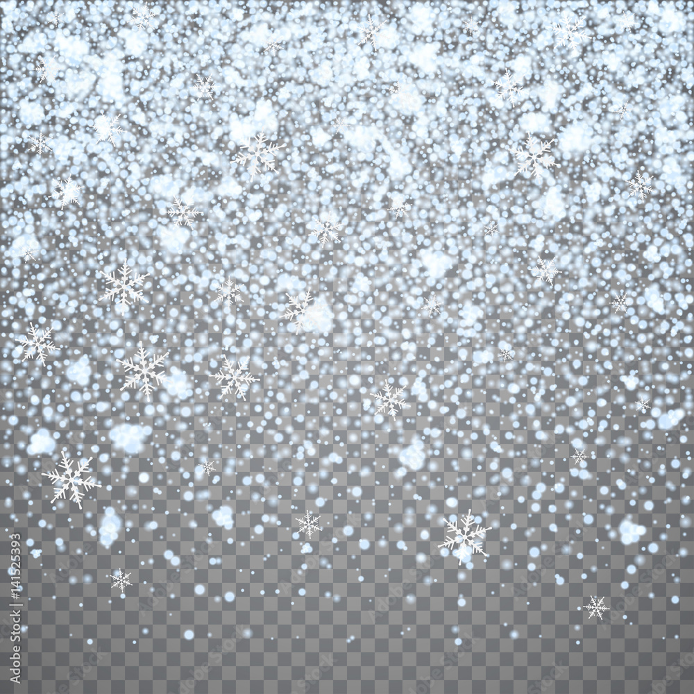 Isolated Christmas falling snow overlay on transparent background ...