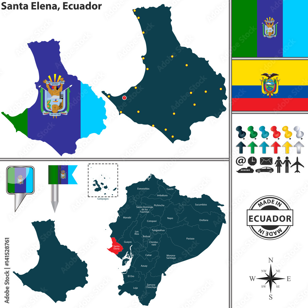Map of Santa Elena, Ecuador vector de Stock | Adobe Stock