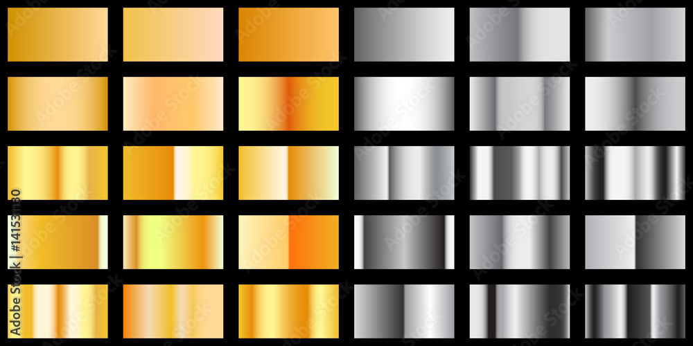 Set of metal texture, silver and gold colors, template for your design ...