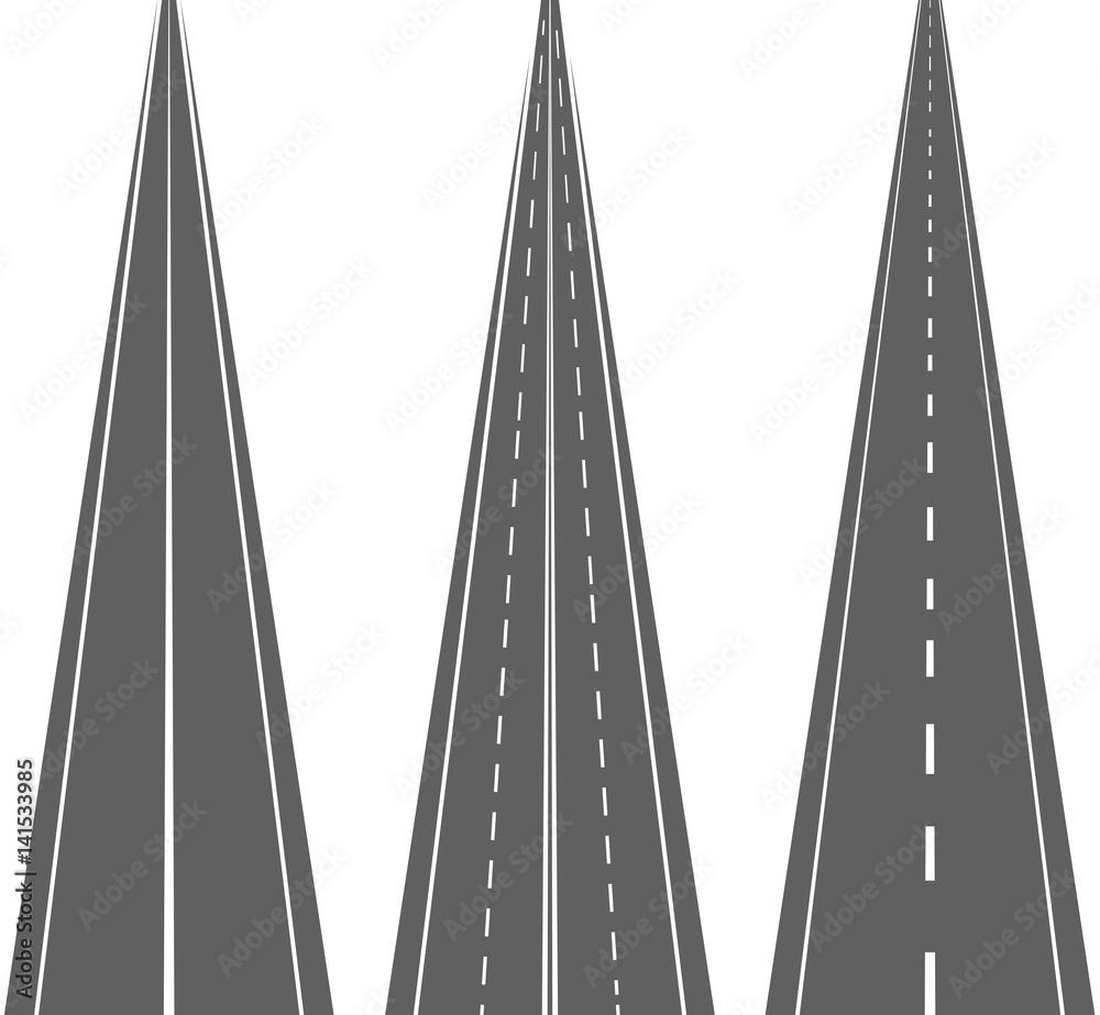 Vector illustration of abstract asphalt road with double solid line and ...