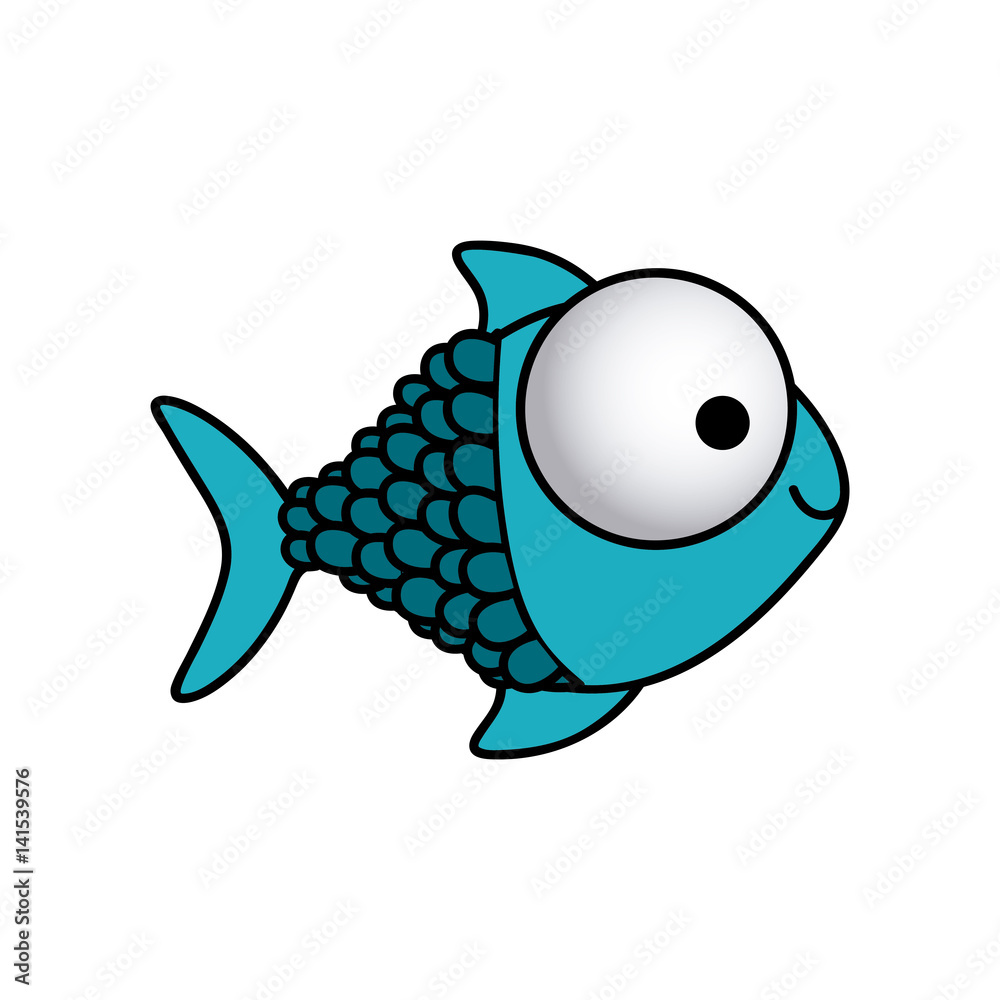 happy fish scales cartoon icon, vector illustration design Stock Vector ...