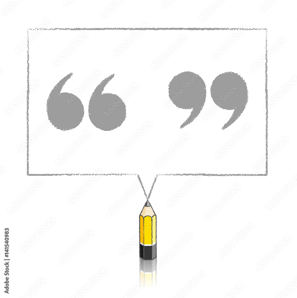 Yellow Lead Pencil Drawing Quotation Marks in Rectangular Speech ...