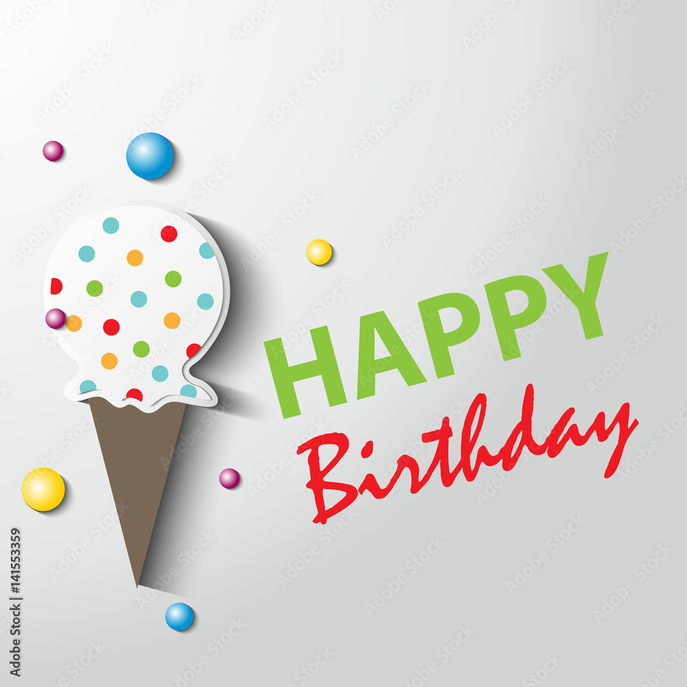 Abstract Happy Birthday card with ice cream. Stock Vector | Adobe Stock