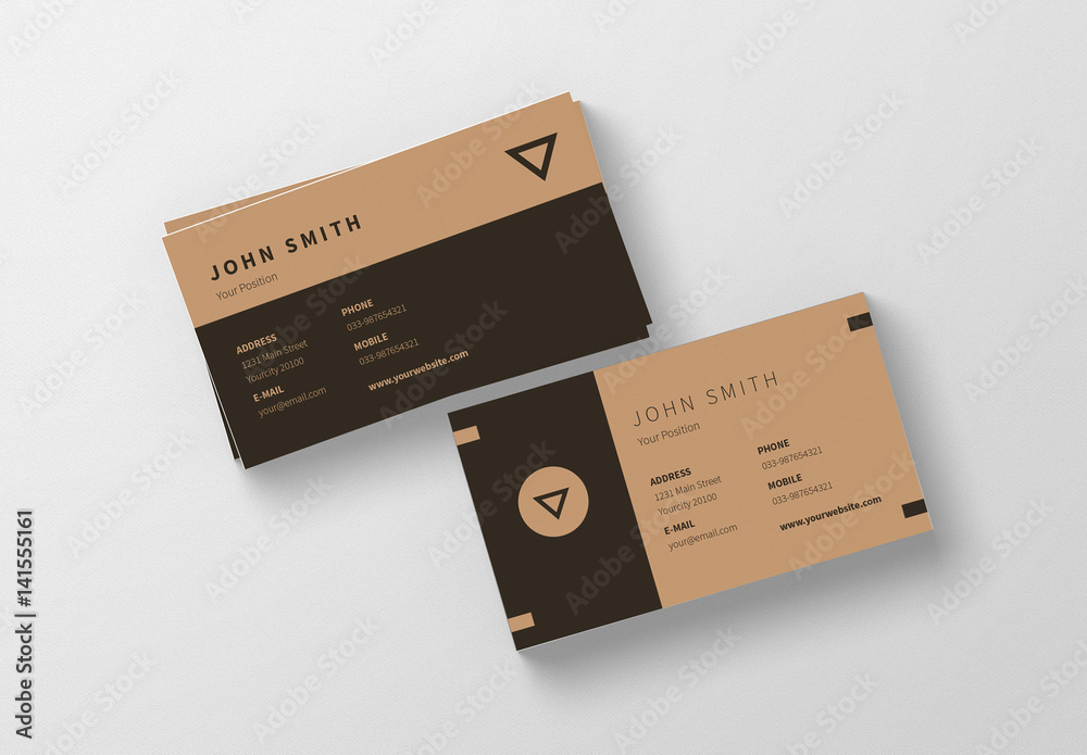 Simple Brown and Black Business Card Layout 1 Stock Template | Adobe Stock