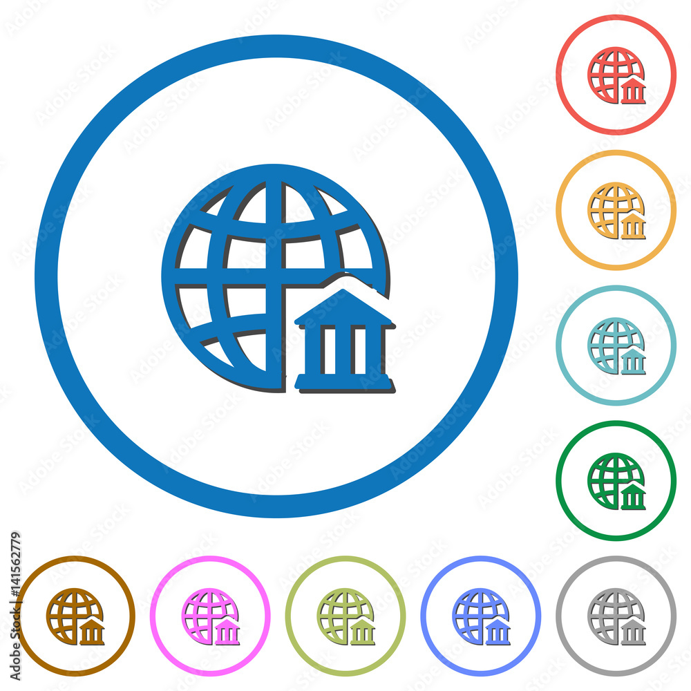 Internet banking icons with shadows and outlines Stock Vector | Adobe Stock