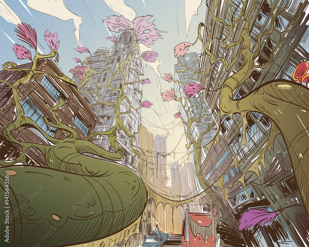 Post Apocalyptic City Sketch