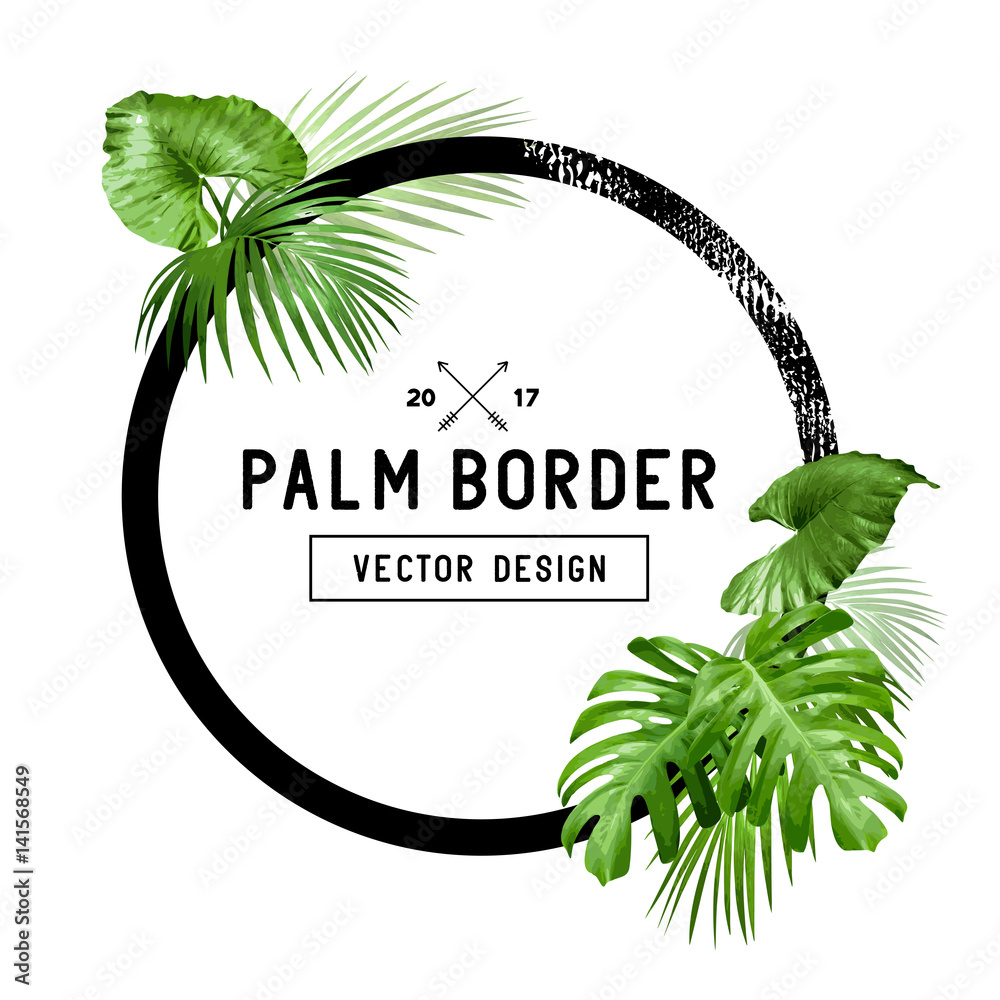 Tropical Palm Leaf Border Design Stock Vector | Adobe Stock