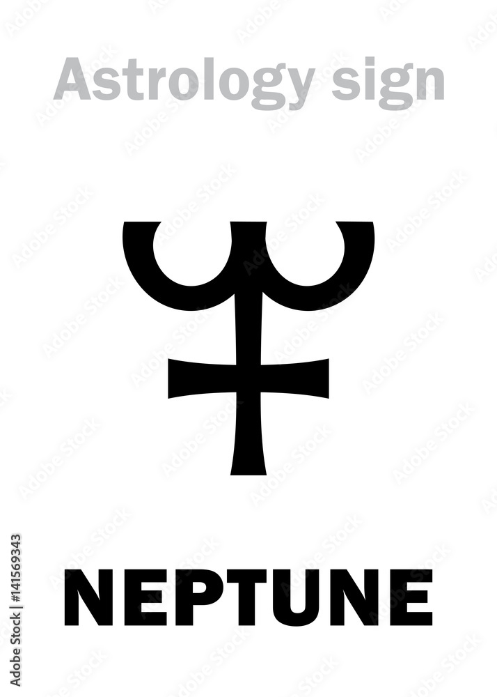 Astrology Alphabet: NEPTUNE, higher planet. Hieroglyphics character ...