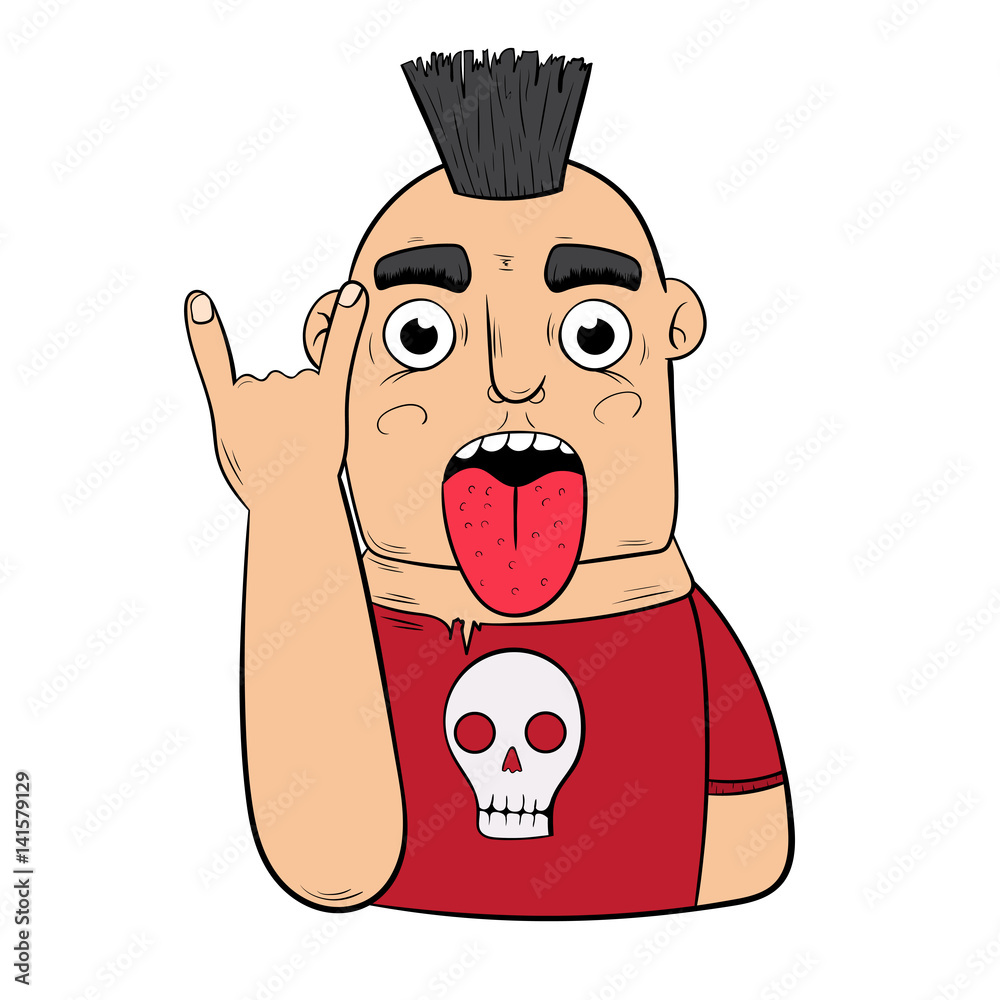 cartoon young punk with a Mohawk Stock Vector | Adobe Stock