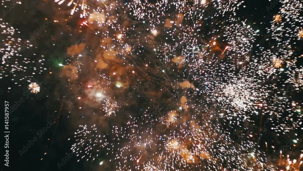 Video Stock Fireworks Flashing in the Night Sky. Slow Motion in 96 fps ...