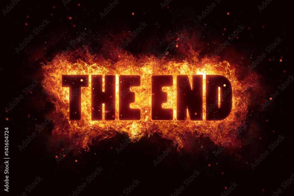 the end film fire burn flame text is explode ilustración de Stock ...